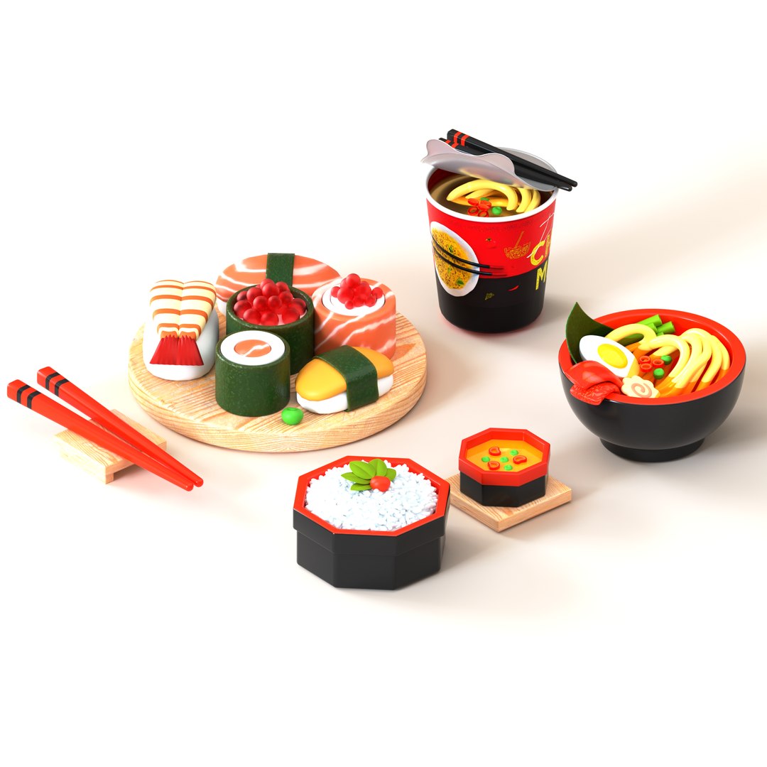 3D Model Set Of Japanese Food - TurboSquid 2347525
