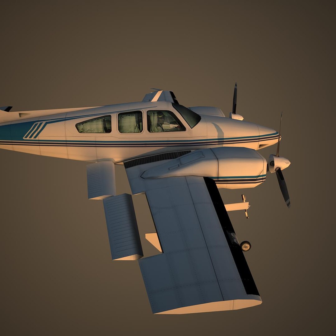 3d beech 58 cat aircraft model