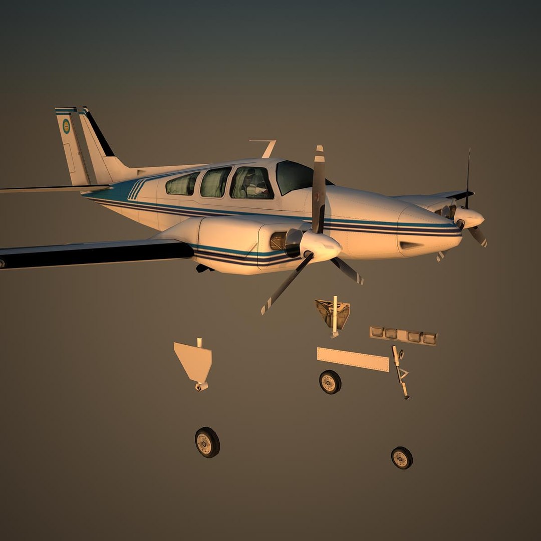 3d beech 58 cat aircraft model
