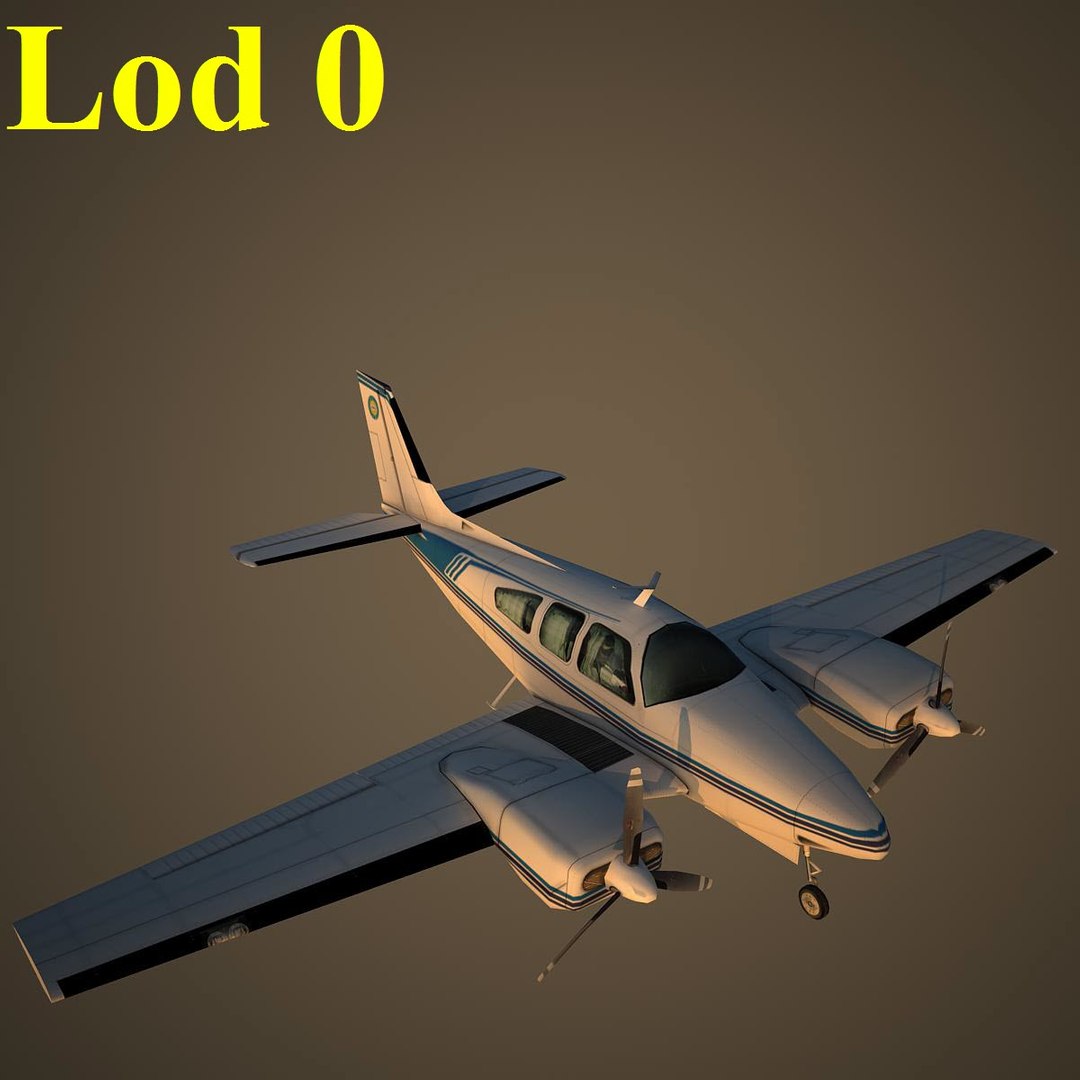 3d beech 58 cat aircraft model