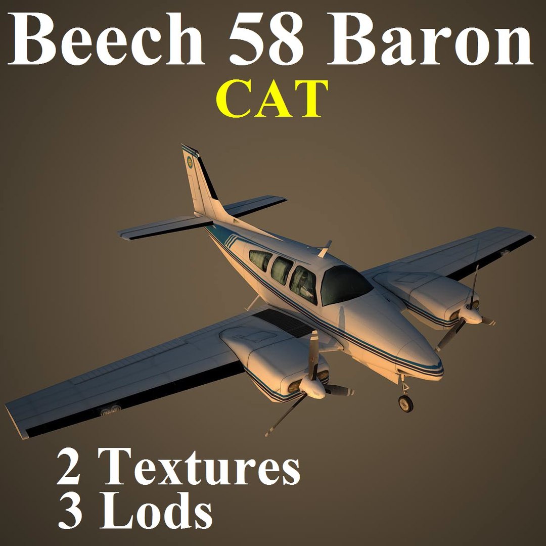 3d beech 58 cat aircraft model