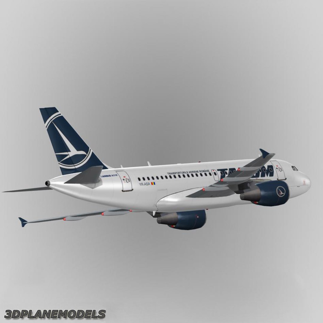 3d Model Of Airbus A318 Tarom A-318