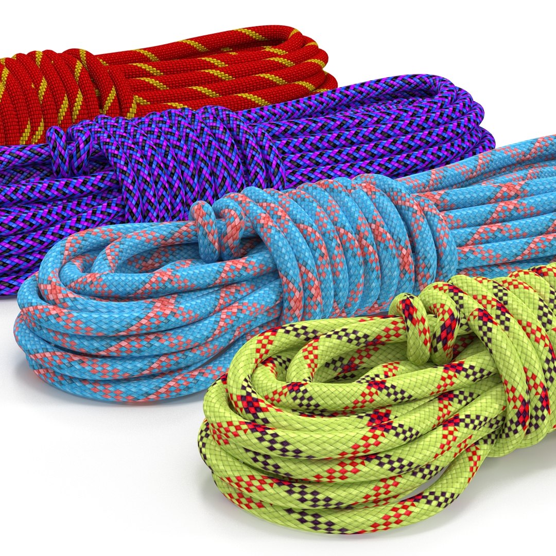 3d model rock climbing ropes set