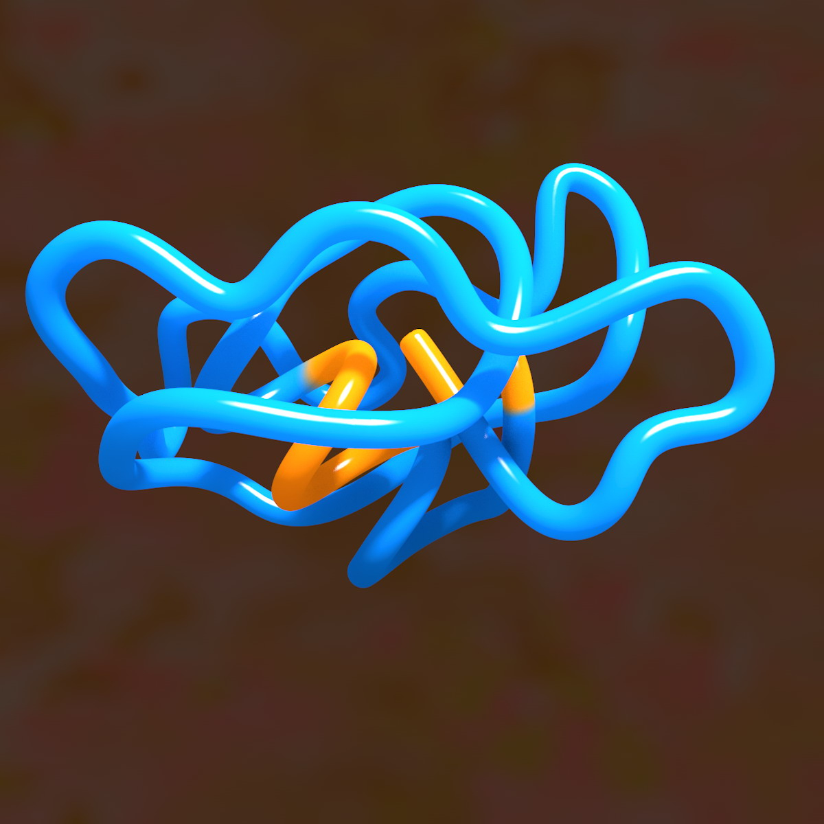 protein chain folded unfolded 3d model