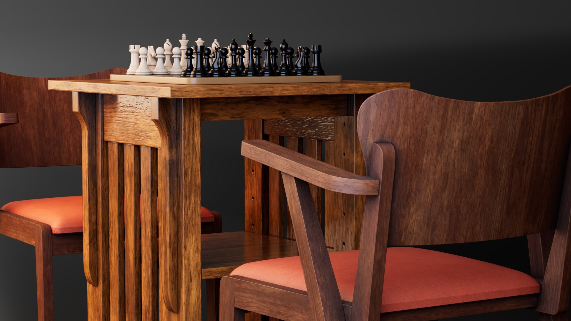 Chess Board With Chair And Table 3D - TurboSquid 2395896