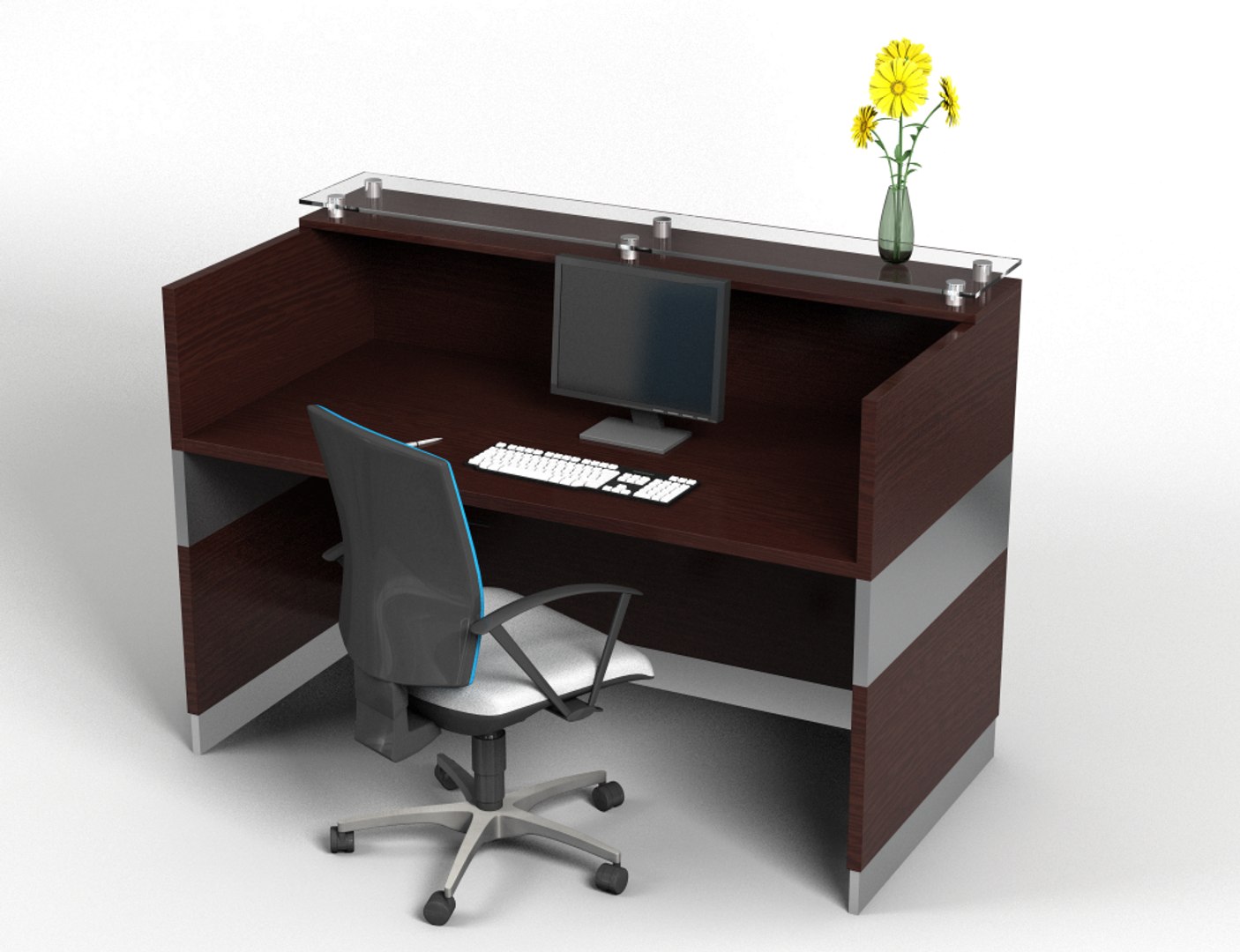 3d Counter Desk Model