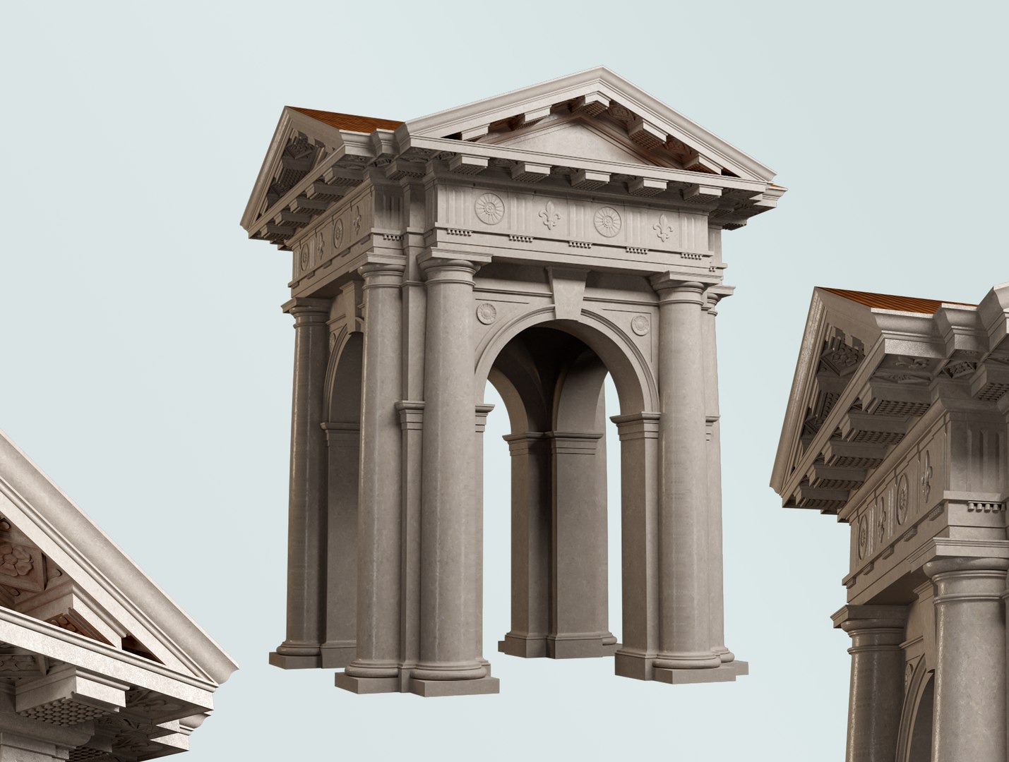 3D Arched Portico In Doric Mutulary Column Order Gazebo - TurboSquid ...