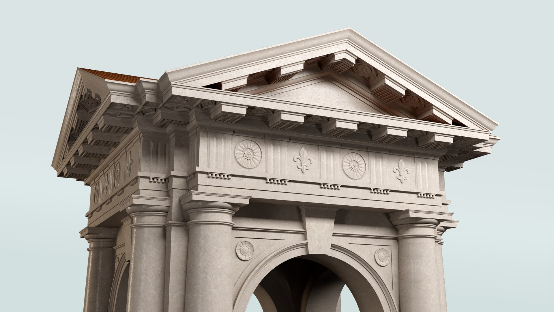 3D Arched Portico In Doric Mutulary Column Order Gazebo - TurboSquid ...