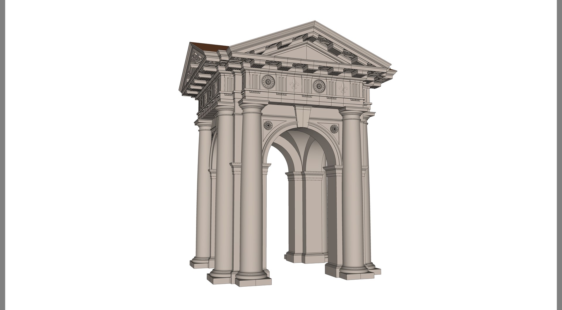 3D Arched Portico In Doric Mutulary Column Order Gazebo - TurboSquid ...