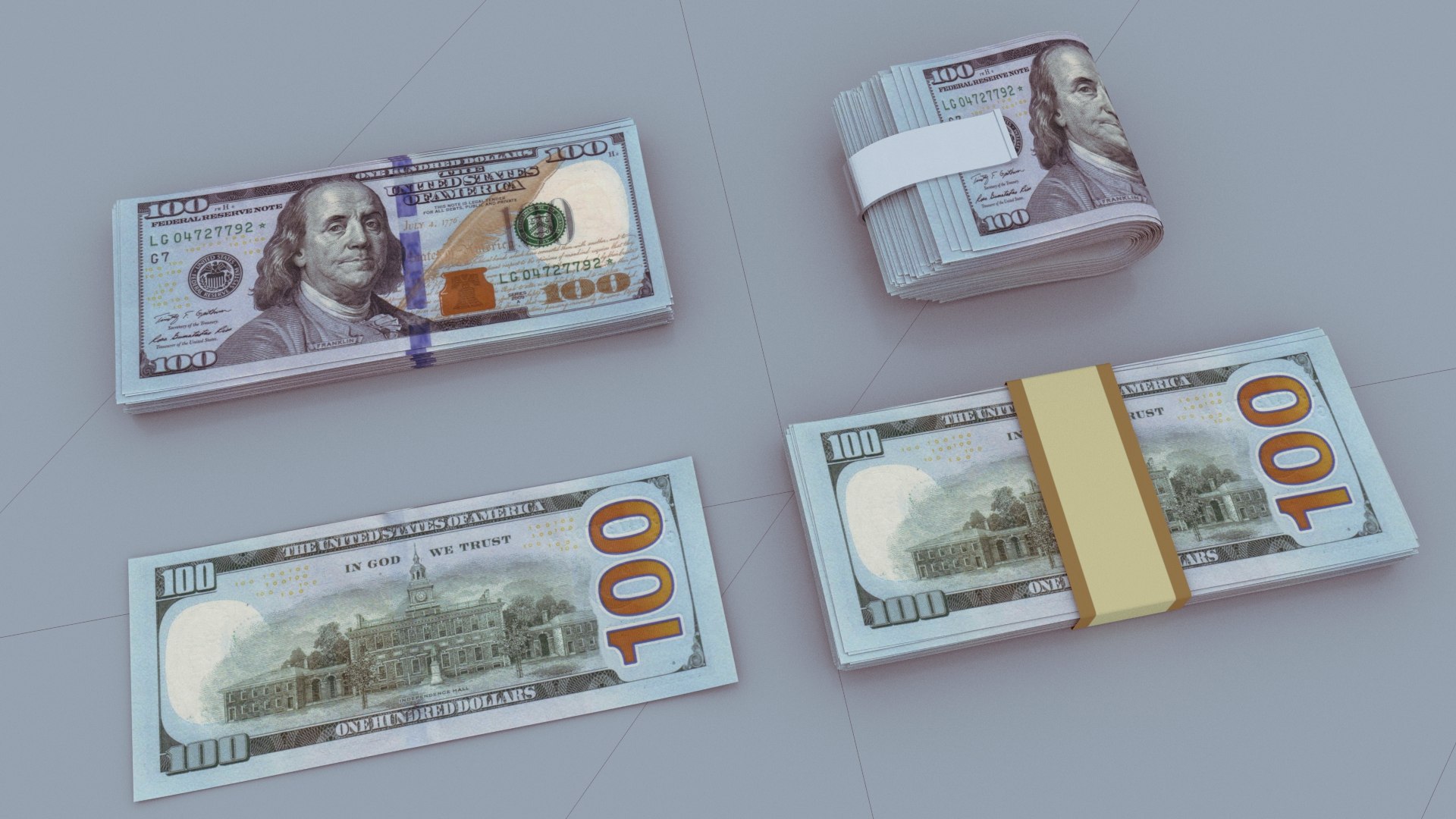 100 US Dollars Currency 3D Model 3D Model - TurboSquid 1861663