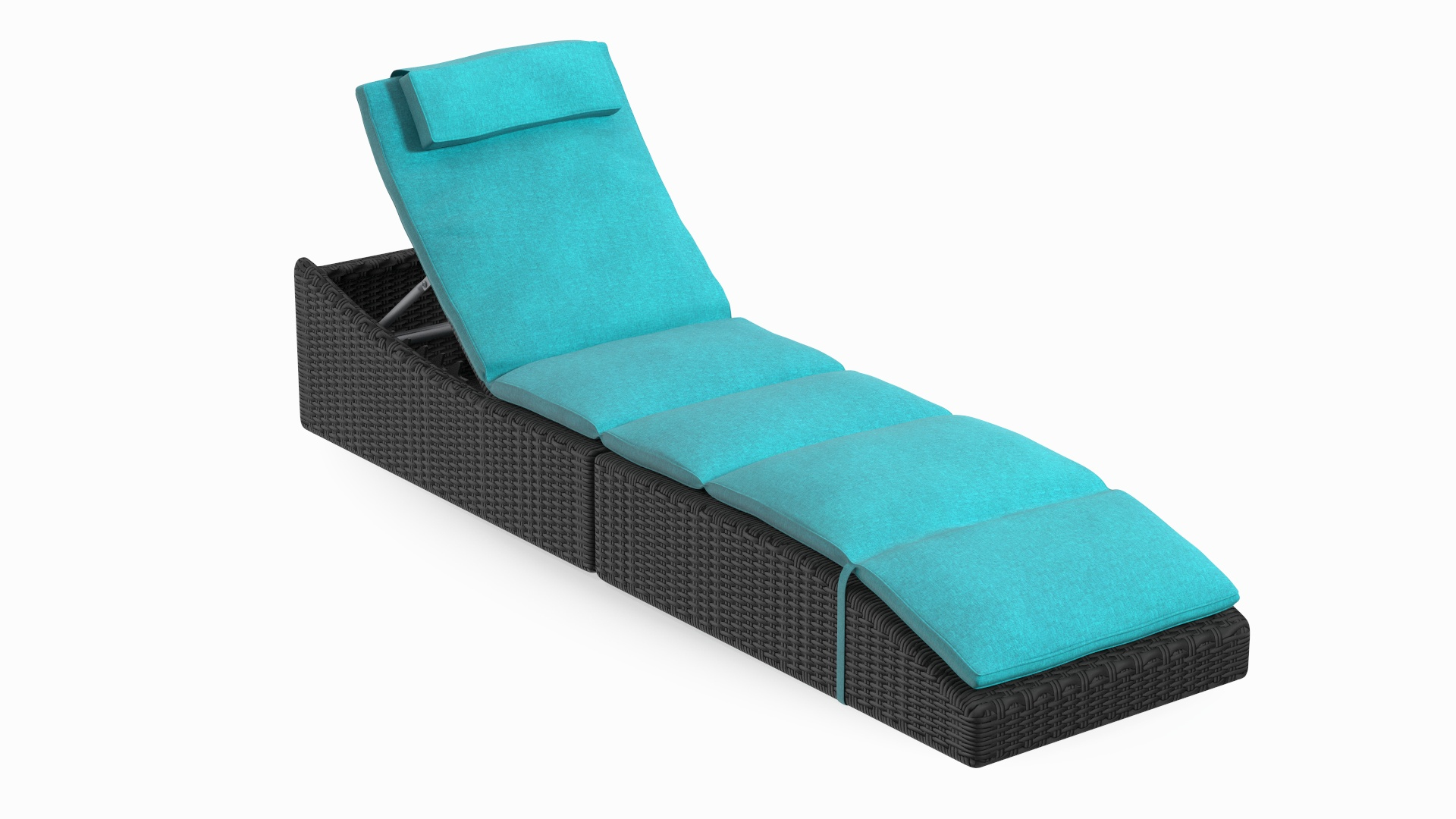 Folding Pool Lounge Wicker Chair Black Blue 3D Model - TurboSquid 2168183
