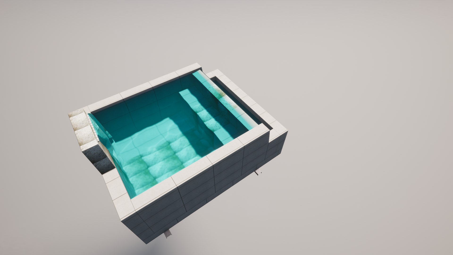 Concrete Demo Pool With Overflow And Stainless Steel Fountain 3D Model ...