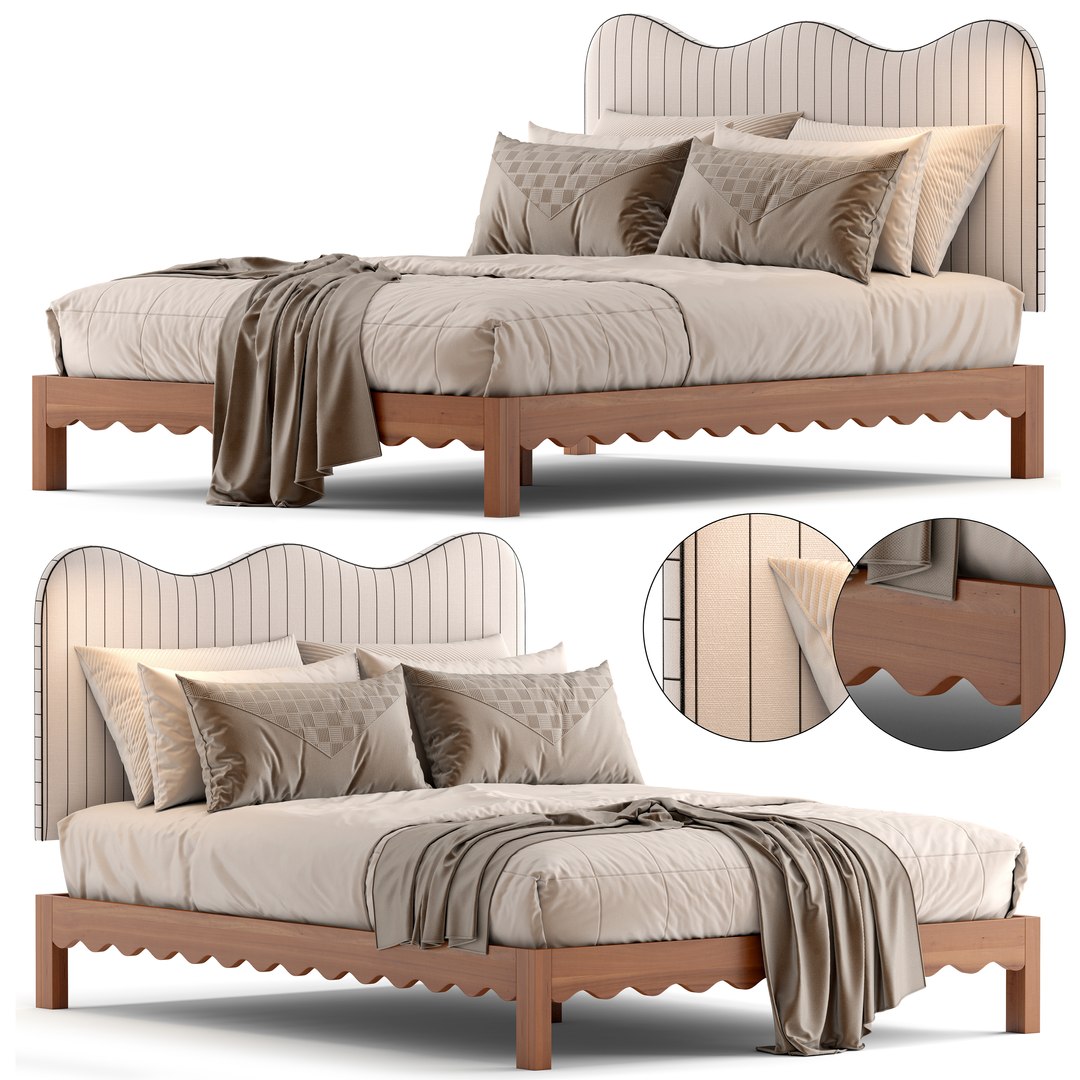 3D Model Roma Platform Bed With Noah Headboard - TurboSquid 2421334