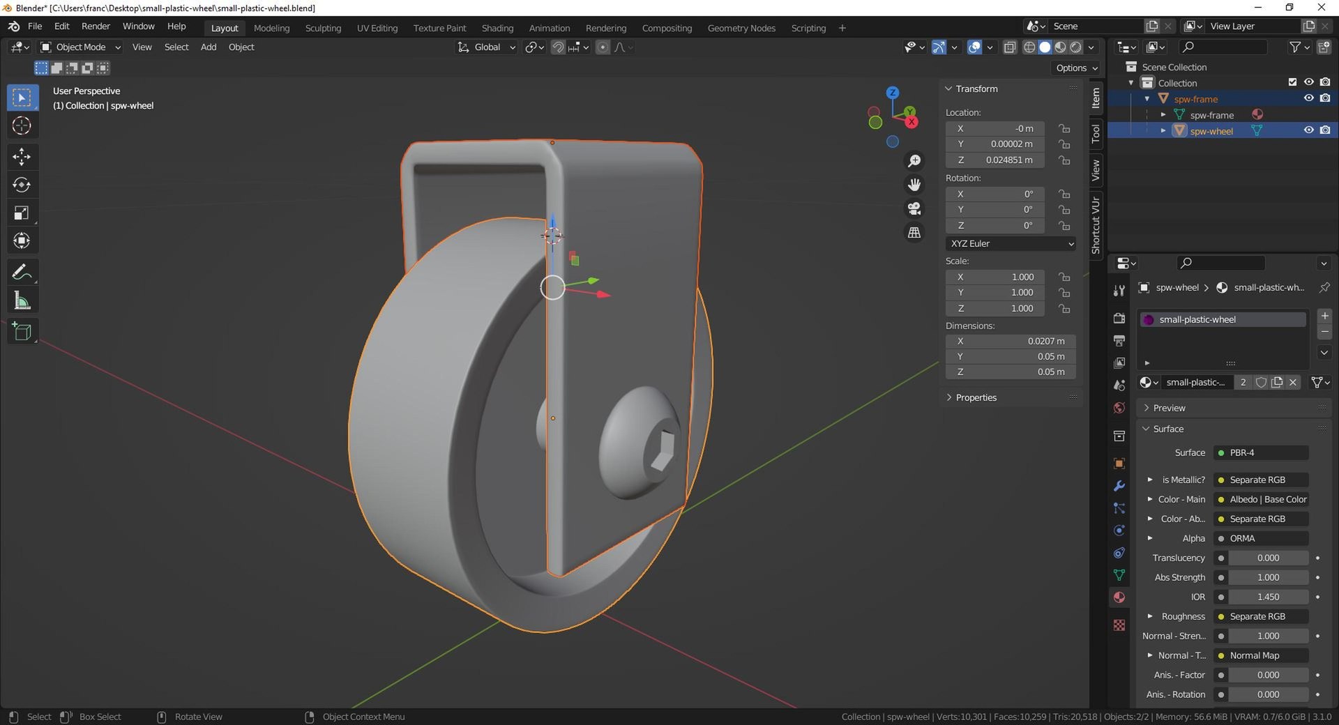 Small Plastic Wheel 3D Model - TurboSquid 1891455