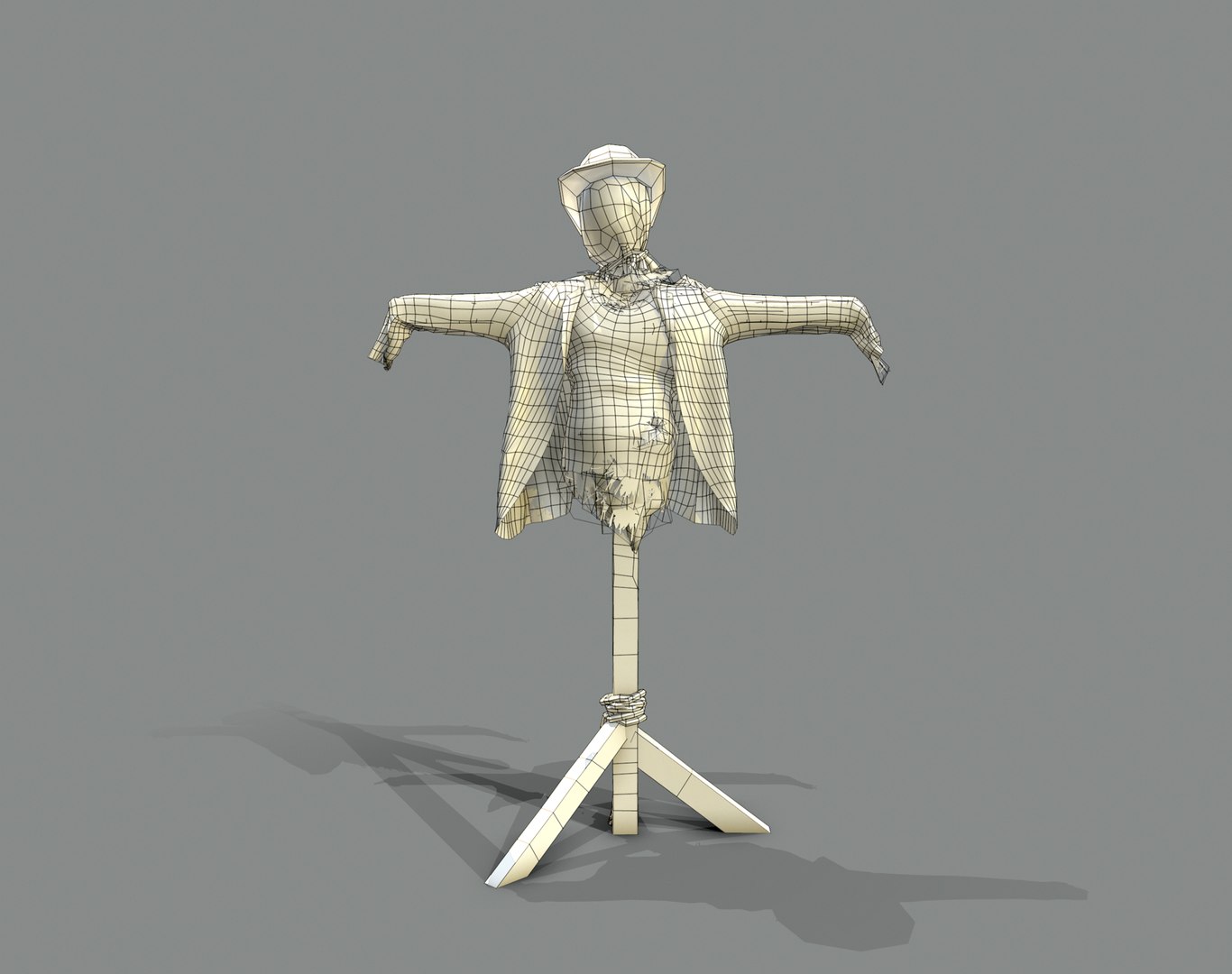 3D Model Scarecrow On A Wooden Pole - TurboSquid 2239250