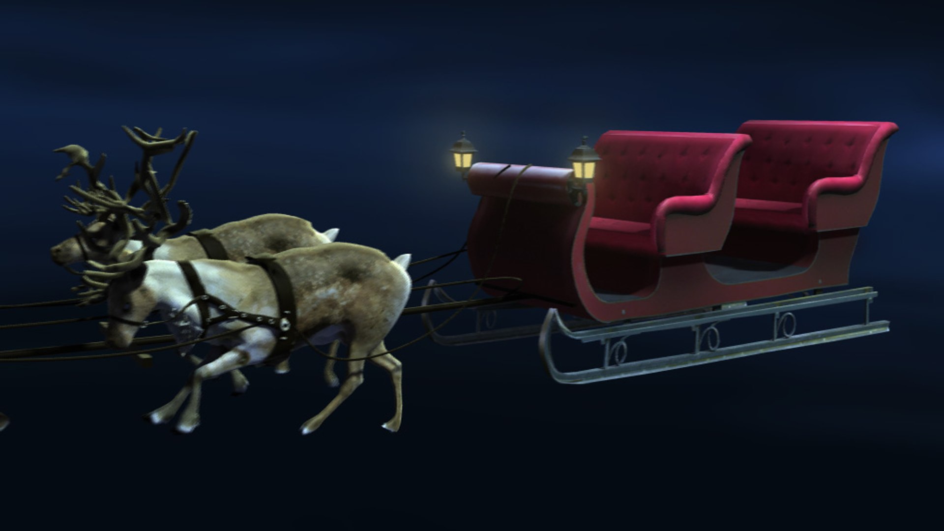 Fred Rigged Reindeers Sleigh 3d Ma