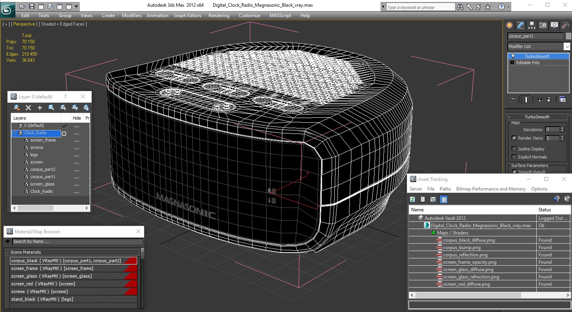 3D digital clock radio magnasonic - TurboSquid 1410225