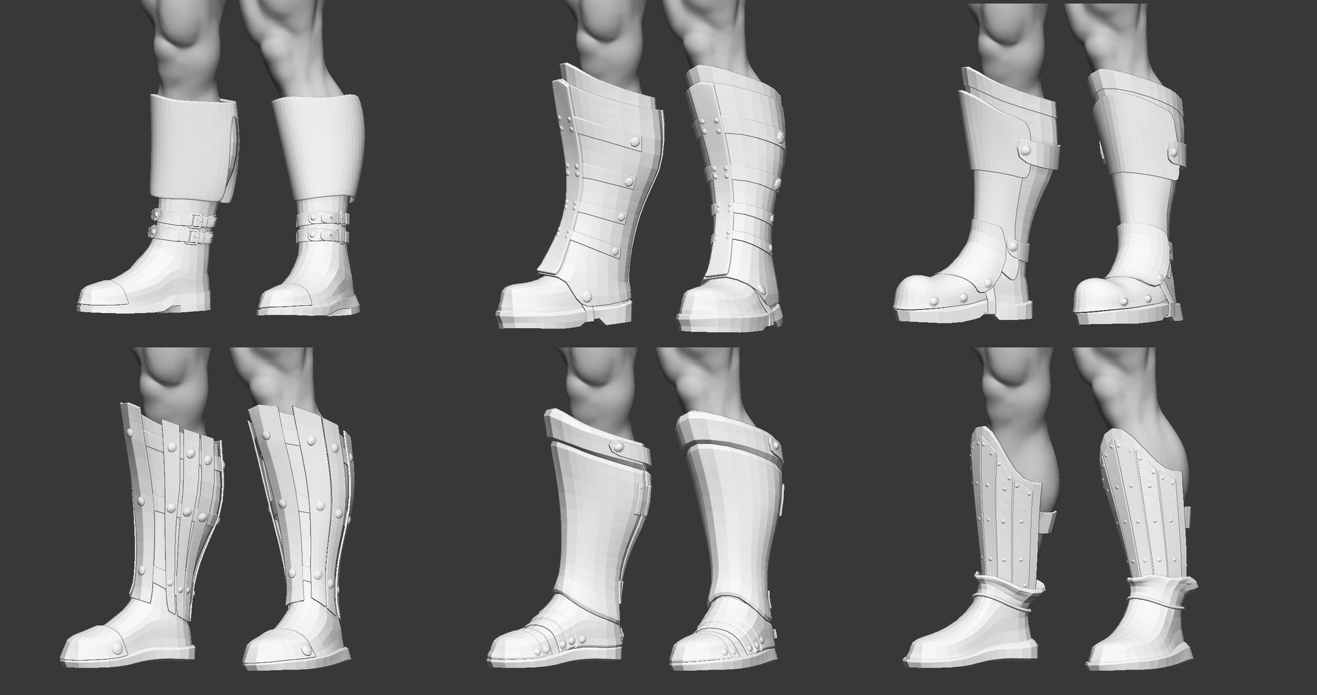 3D 20 Low Poly Medieval Fantasy Leg Knee And Feet Armor Base Mesh IMM ...