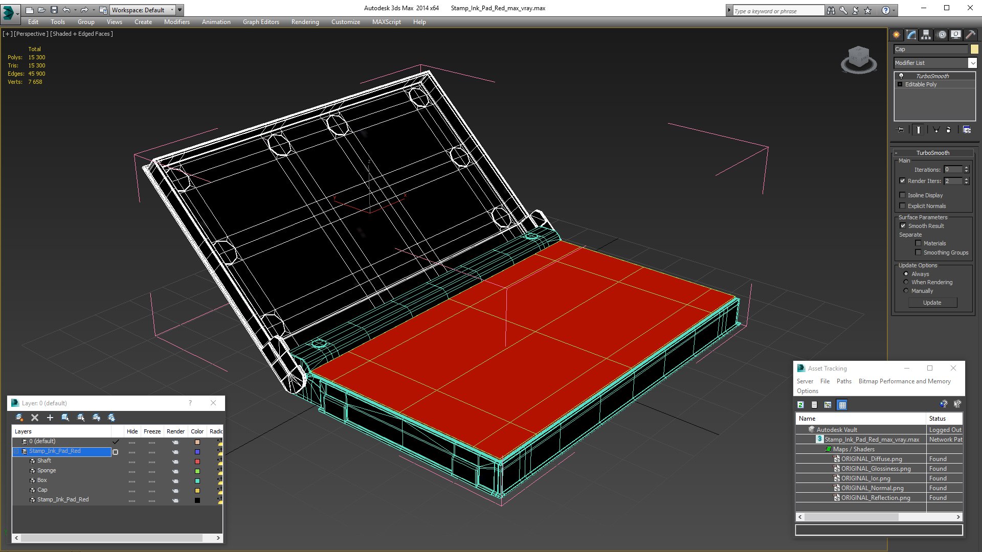 3D Stamp Ink Pad Red - TurboSquid 1814916
