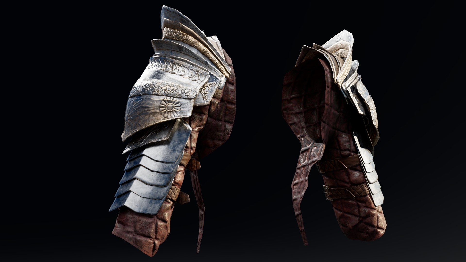 Female Knight Shoulder Armor Set LowPoly Model - TurboSquid 2034229