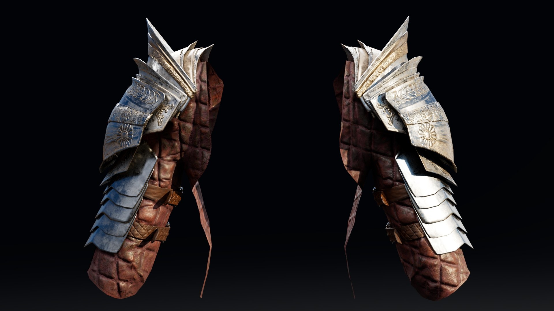 Female Knight Shoulder Armor Set LowPoly Model - TurboSquid 2034229