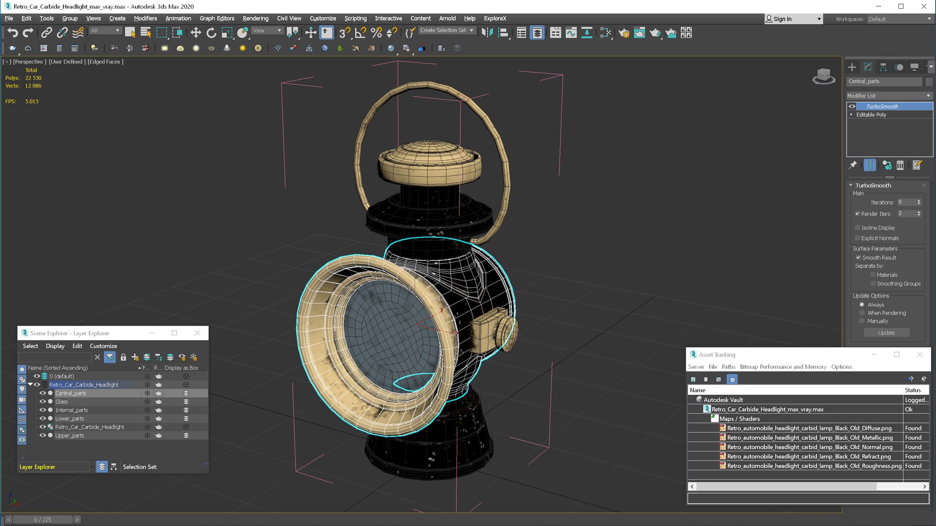 Retro Car Carbide Headlight 3D - TurboSquid 2368874