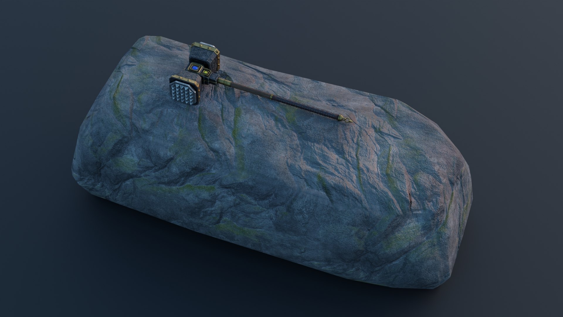 Low Poly Fantasy War Hammer On Rock 3D - TurboSquid 1880610