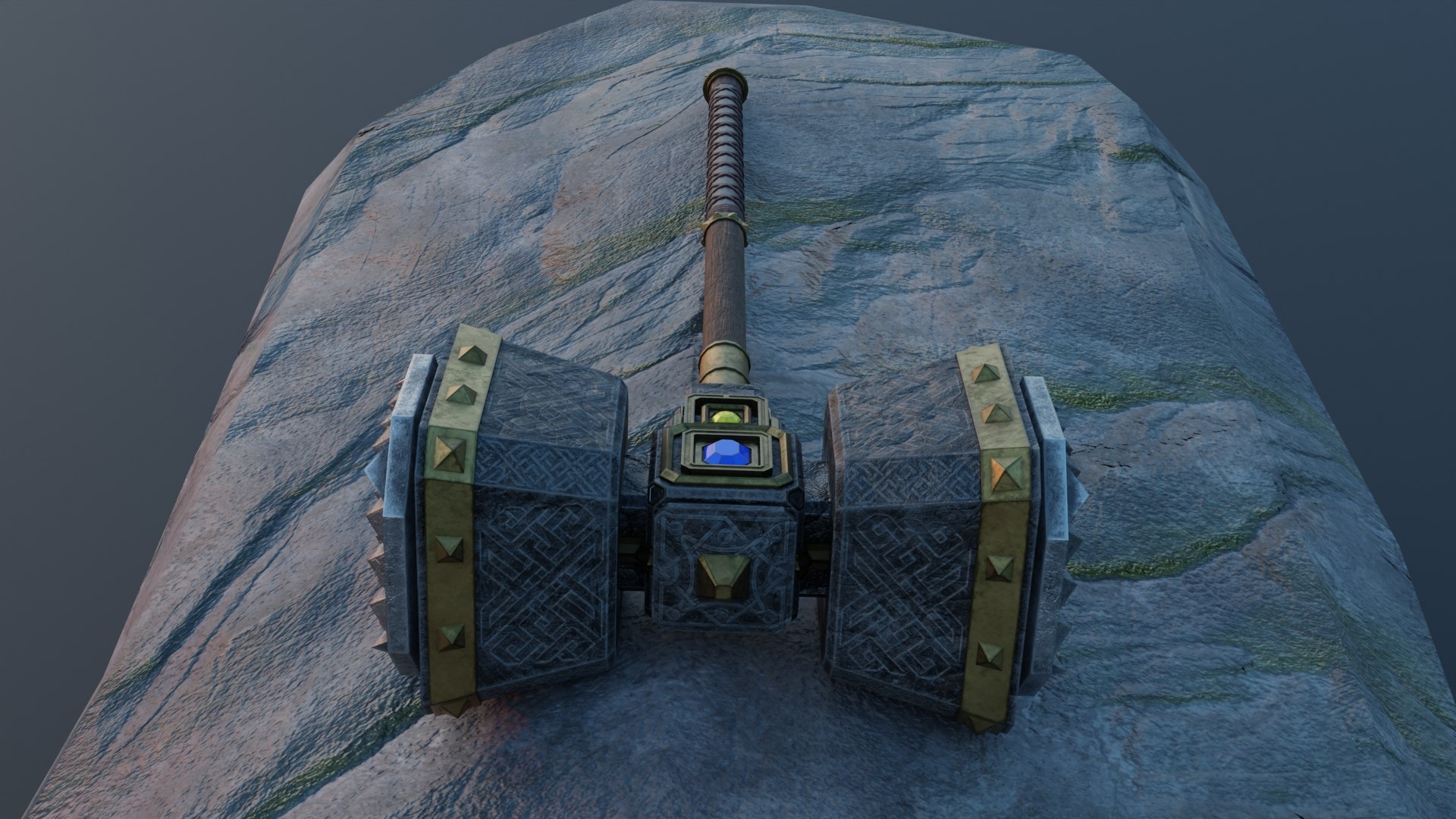 Low Poly Fantasy War Hammer On Rock 3D - TurboSquid 1880610