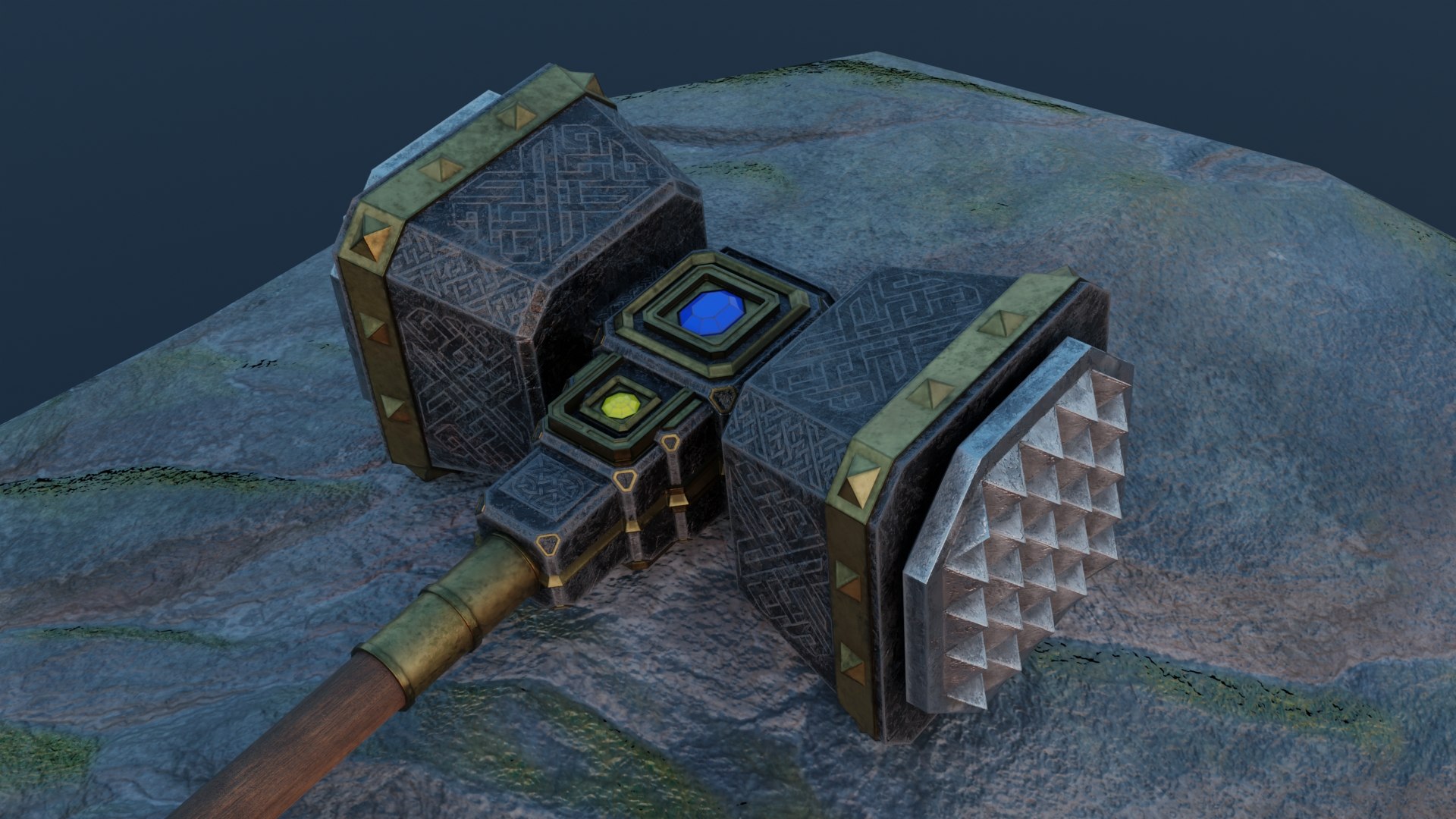 Low Poly Fantasy War Hammer On Rock 3D - TurboSquid 1880610