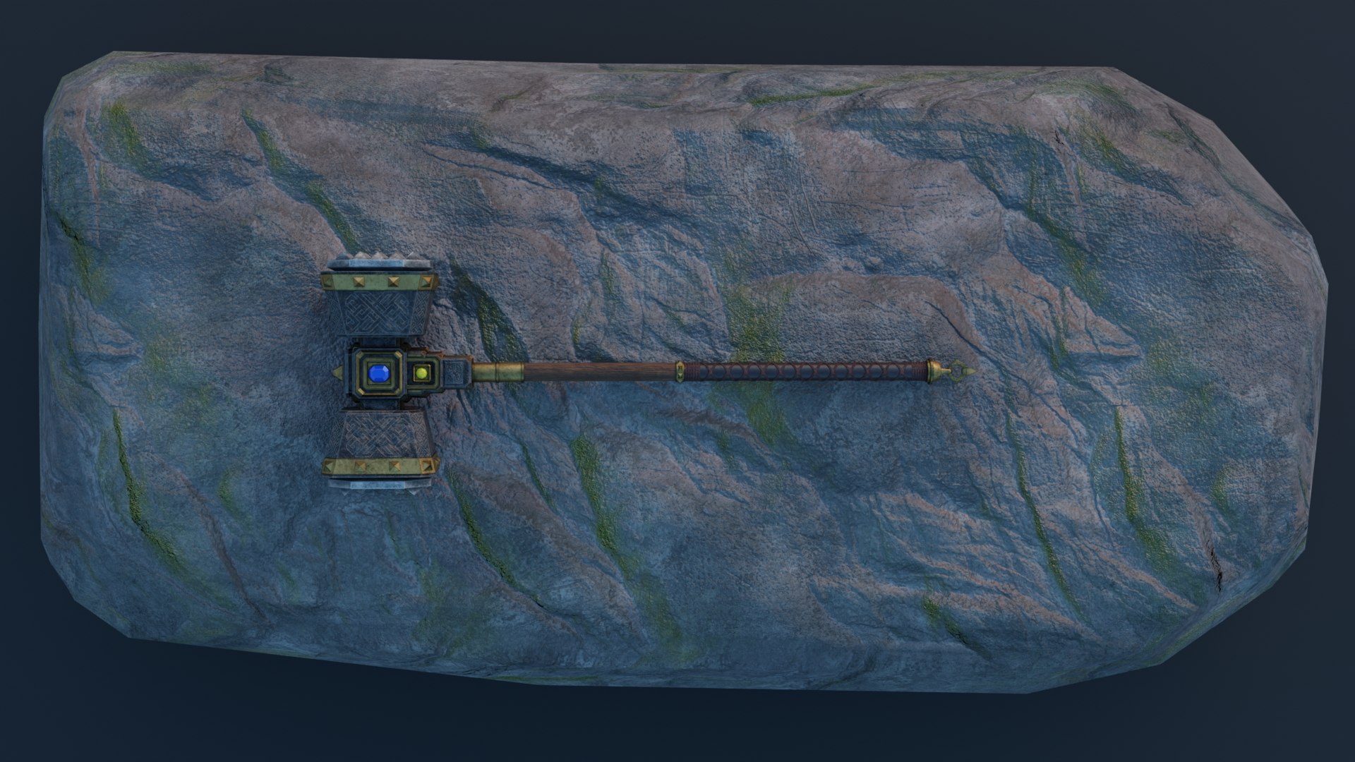 Low Poly Fantasy War Hammer On Rock 3D - TurboSquid 1880610