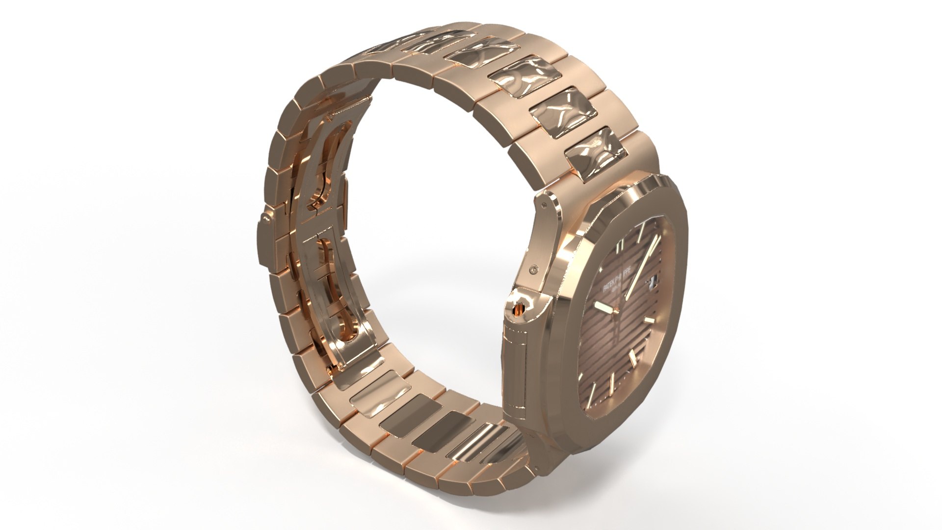 3D Model Patek Philippe Nautilus 5711 Rose Gold Watch Brown - TurboSquid 2418830