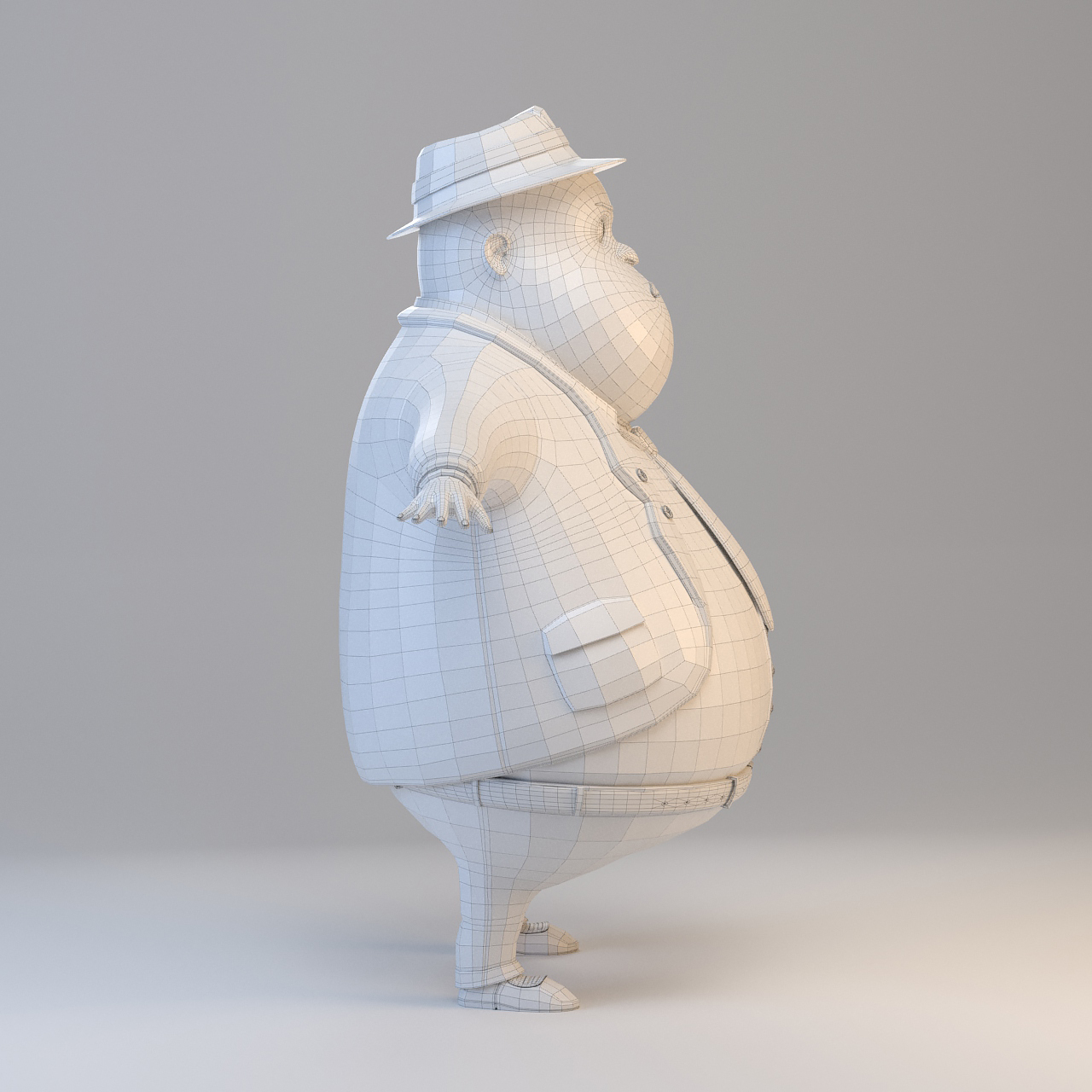 Cartoon fat inspector 3D - TurboSquid 1582784