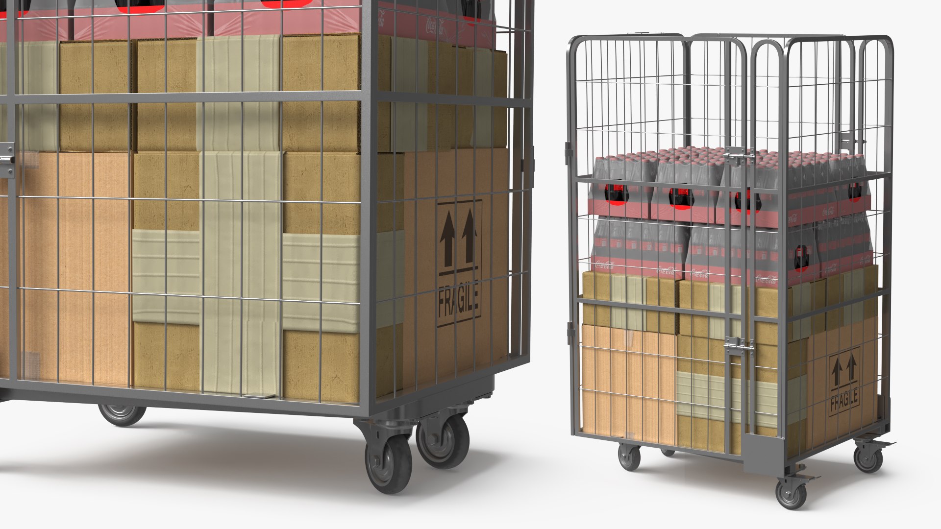 Industrial Mesh Cart With Bottle Load 3D - TurboSquid 2506669