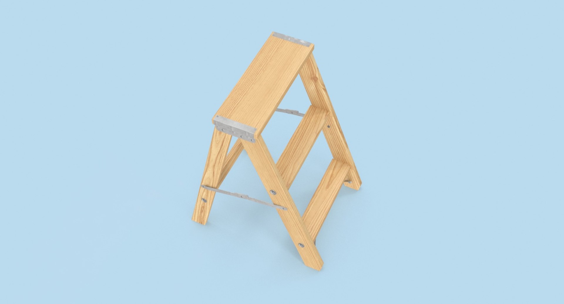 3d Model Wooden Step Stool