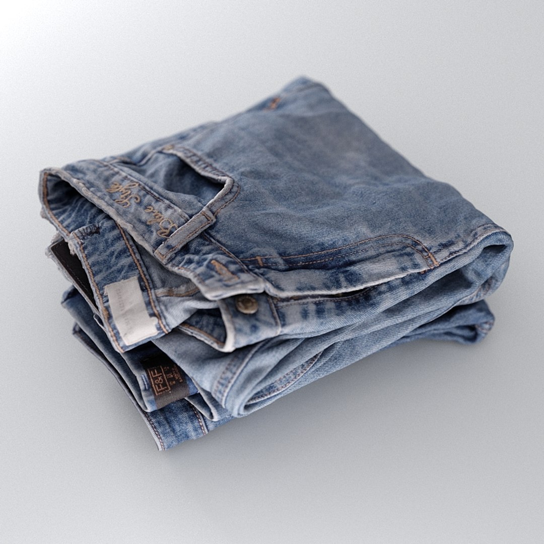 Womens jeans stack folded model - TurboSquid 1574244