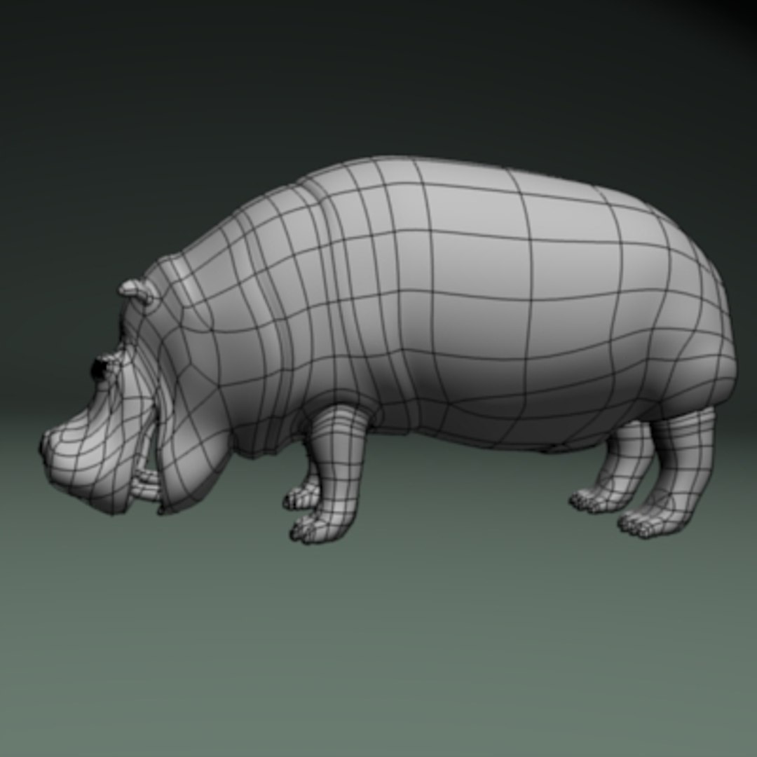 3d Hippopotamus Amphibius Realistic Model