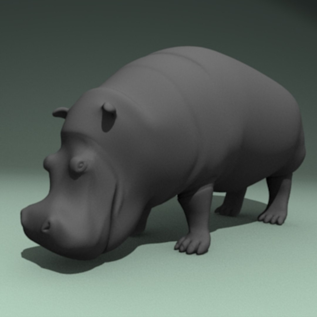 3d Hippopotamus Amphibius Realistic Model