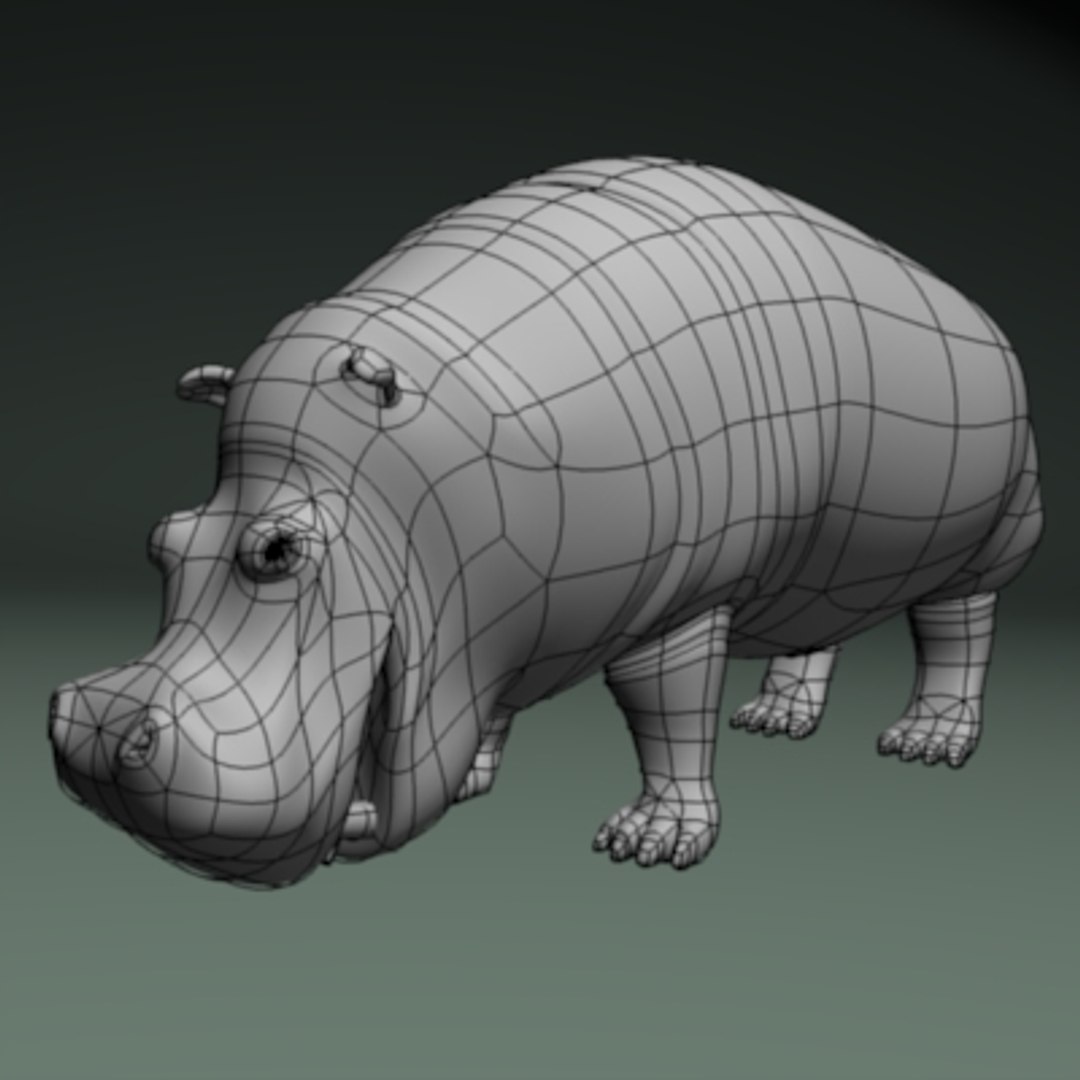 3d Hippopotamus Amphibius Realistic Model