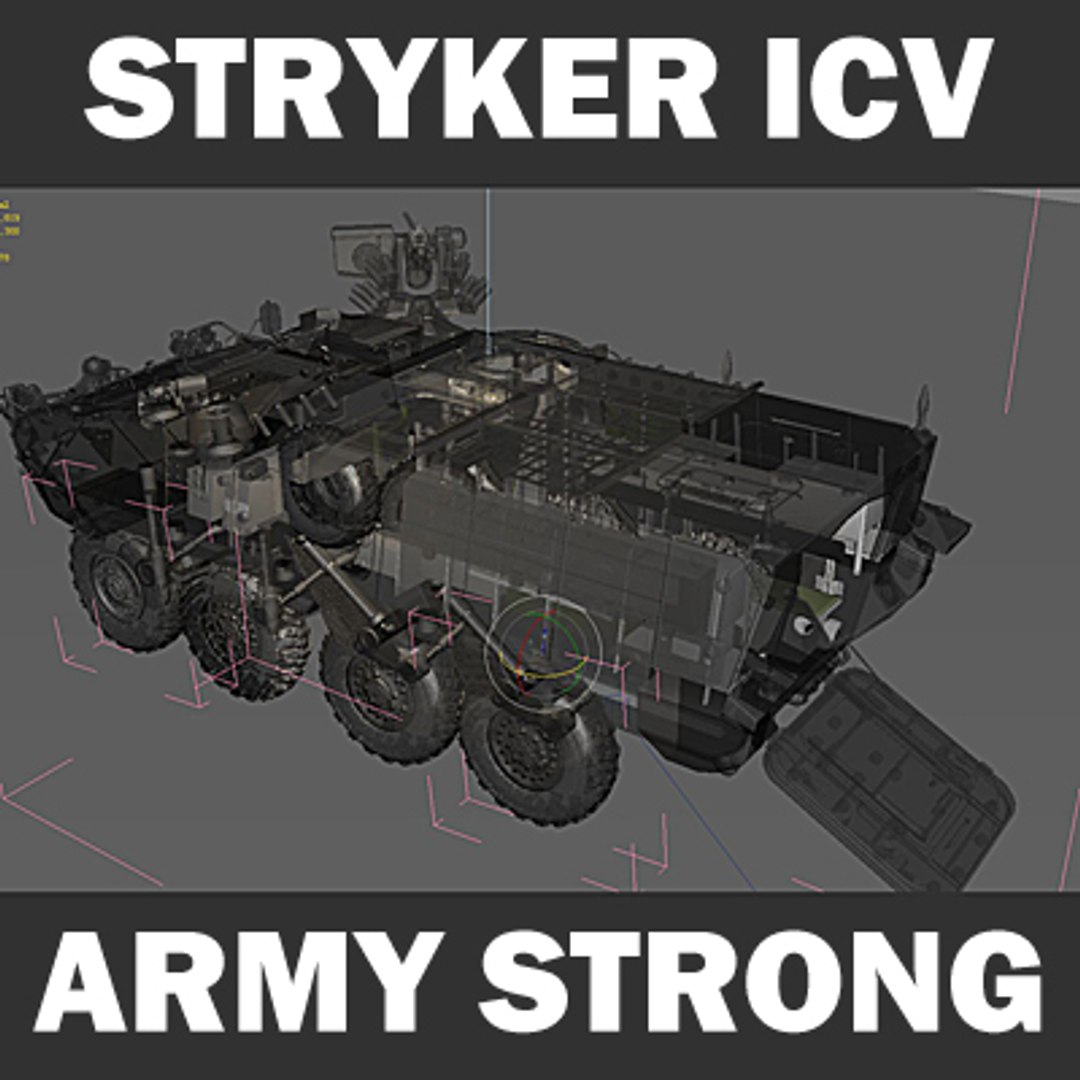 m1126 icv stryker armoured 3d model