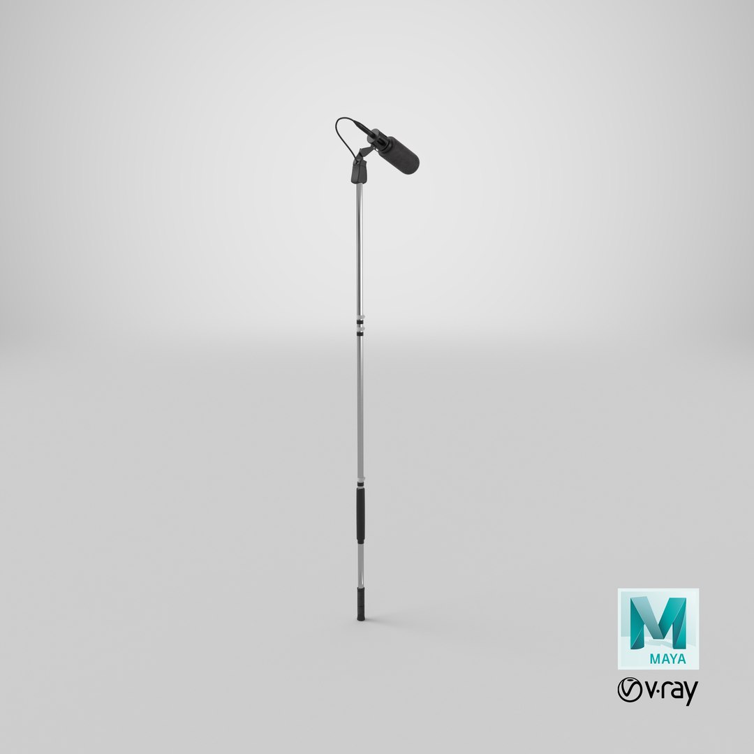 3D shotgun-mic-with-boom-pole - TurboSquid 1319628