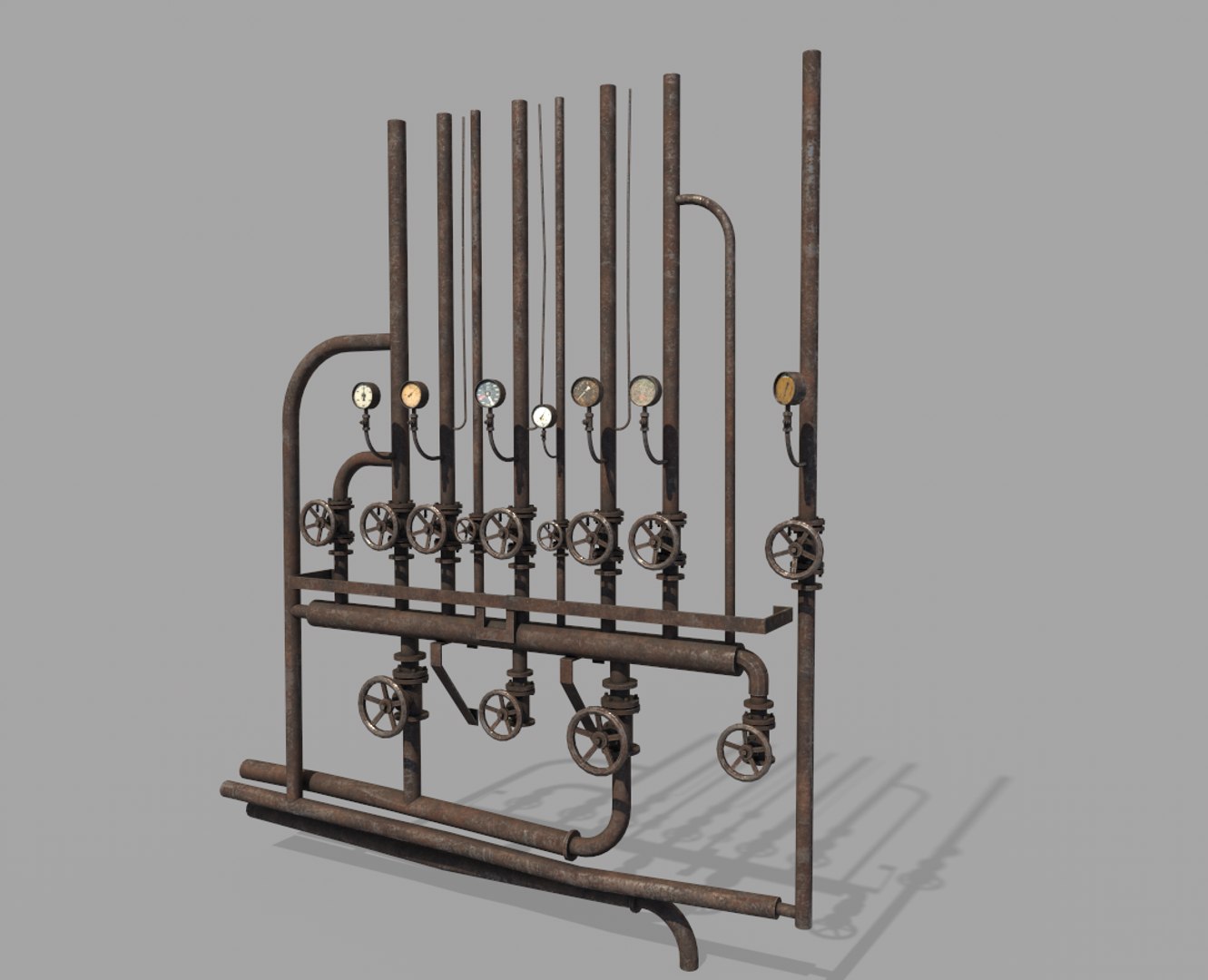 3D Rusty Wall Pipes And Valves - TurboSquid 1724535