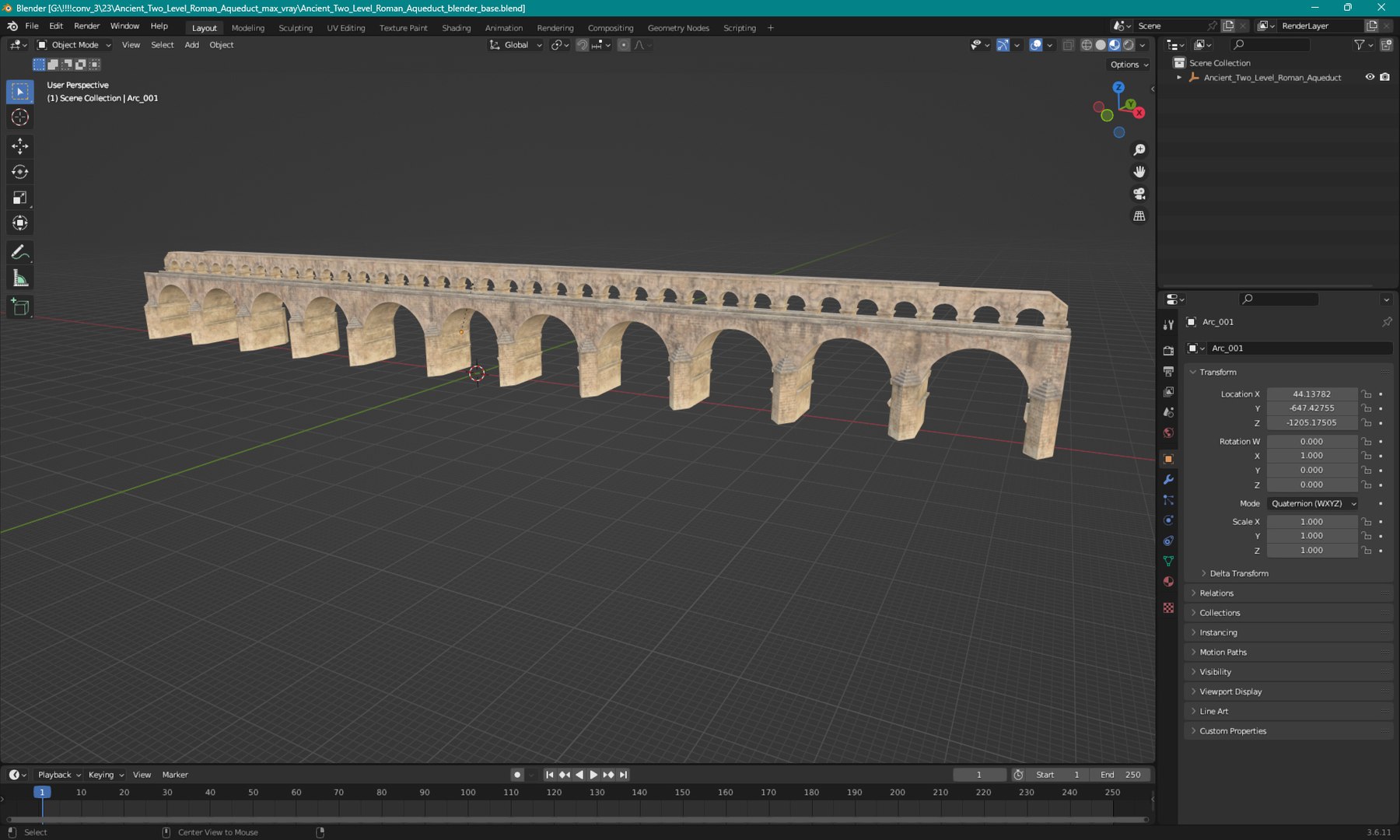 Ancient Two Level Roman Aqueduct 3D Model - TurboSquid 2349221