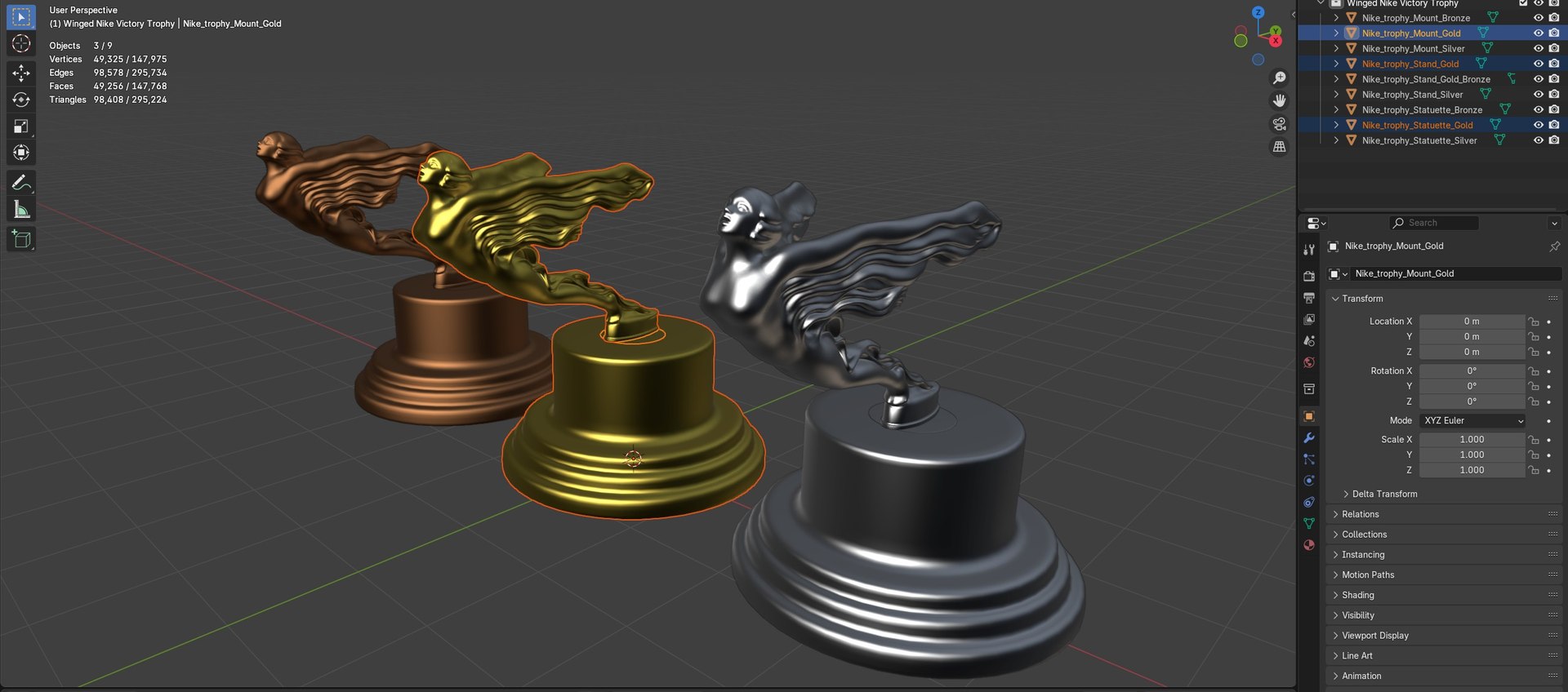 Winged Nike Victory Trophy 3D Model - TurboSquid 2406085