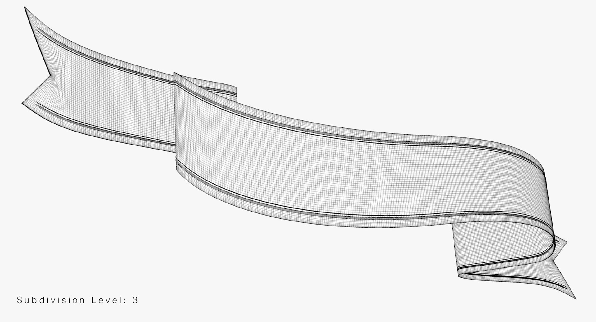 Floating ribbon 2 lines 3D model - TurboSquid 1328213