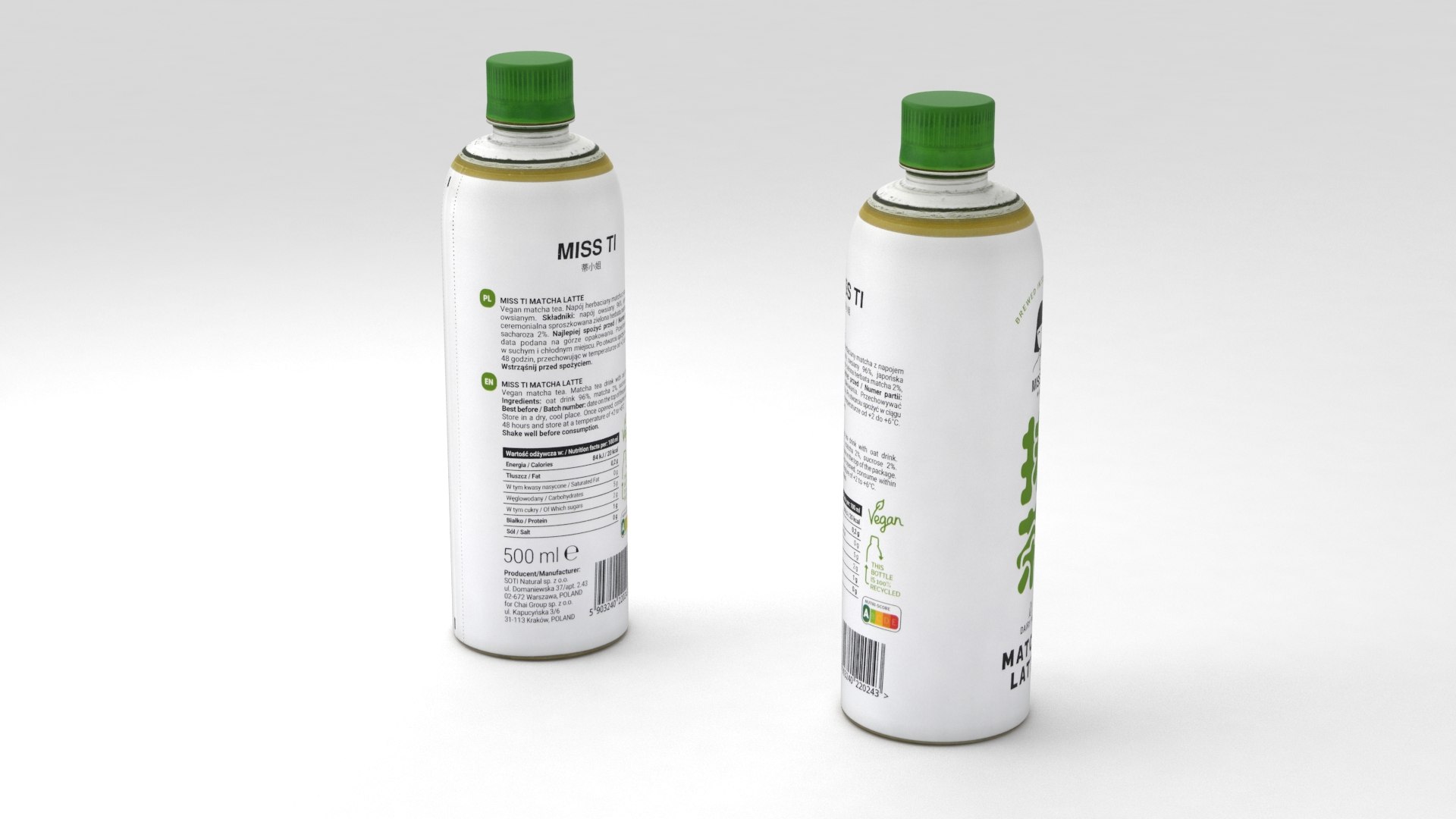 Beverage Bottle Miss Ti Matcha Latte 500ml 2023 Model - TurboSquid 2098617