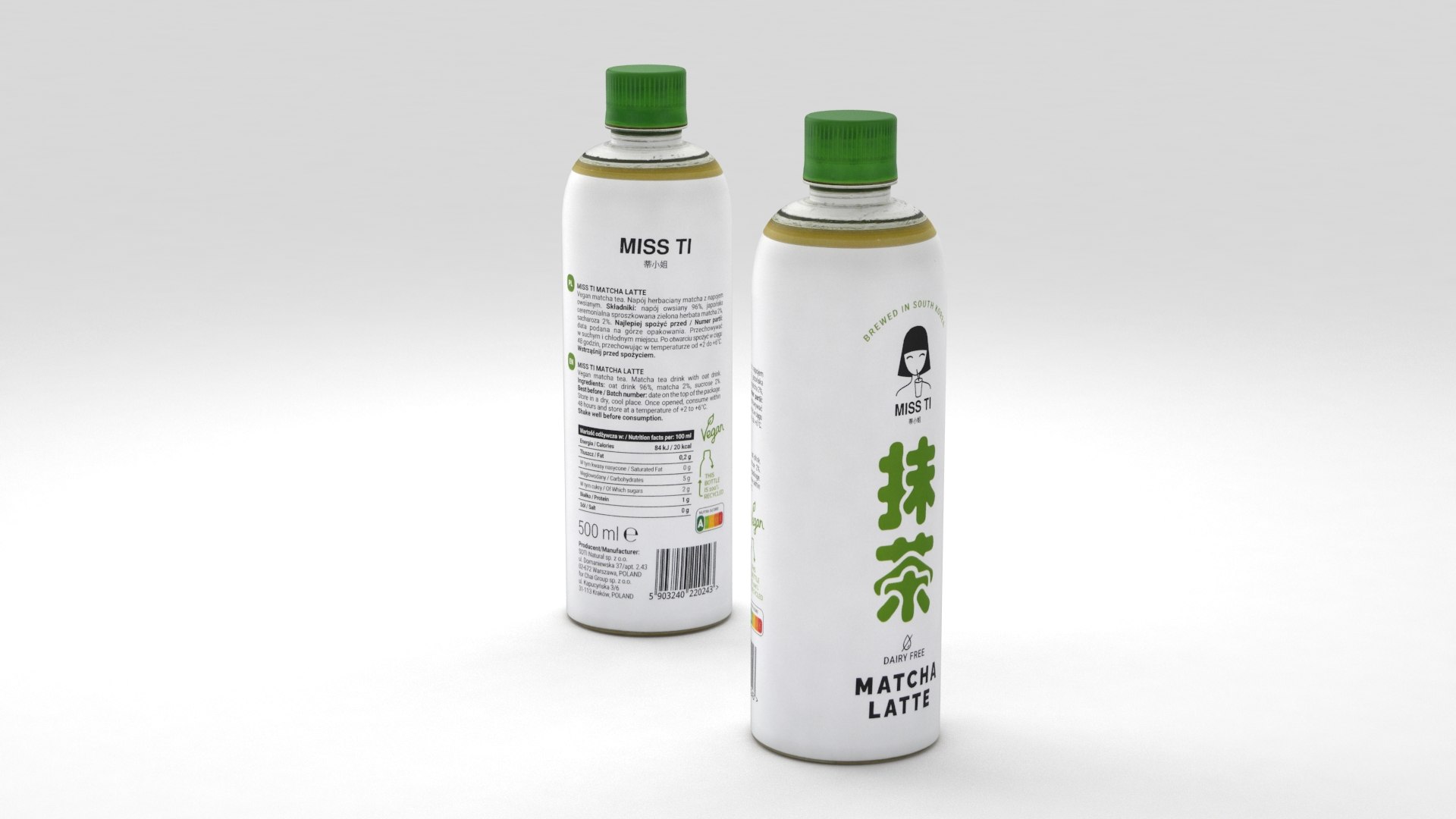 Beverage Bottle Miss Ti Matcha Latte 500ml 2023 Model - TurboSquid 2098617