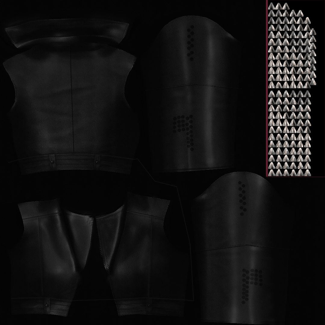 3D Cropped Leather Biker Jacket With Studs - TurboSquid 1752356