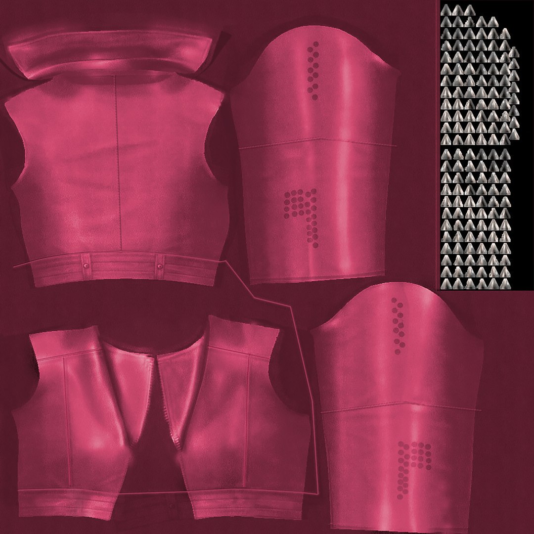 3D Cropped Leather Biker Jacket With Studs - TurboSquid 1752356