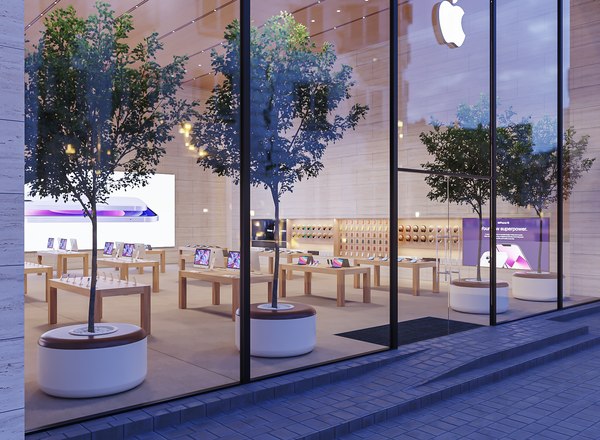 Apple Store 내부 외부 초현실적 3D 모델 - TurboSquid 1843776