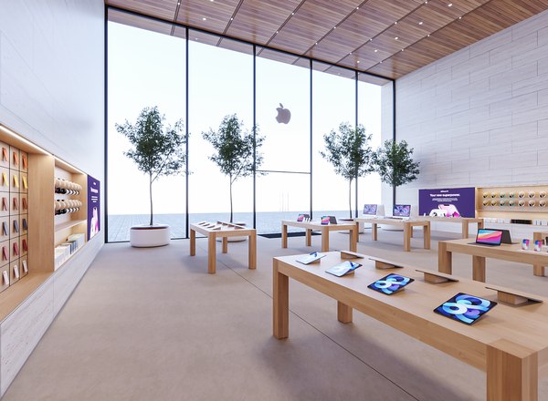 Apple Store 내부 외부 초현실적 3D 모델 - TurboSquid 1843776